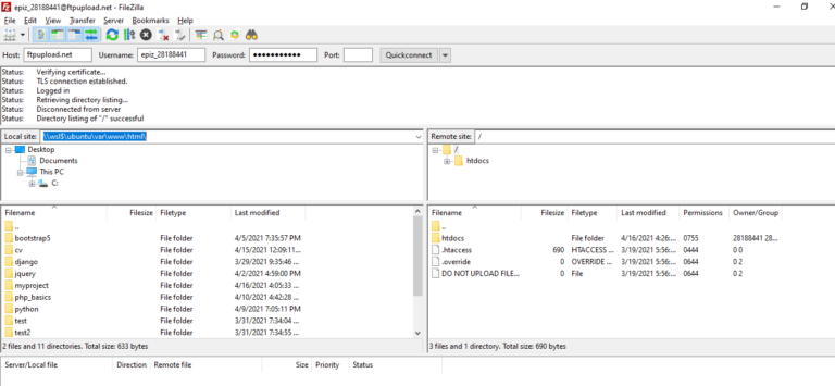 Hosting project on InfinityFree